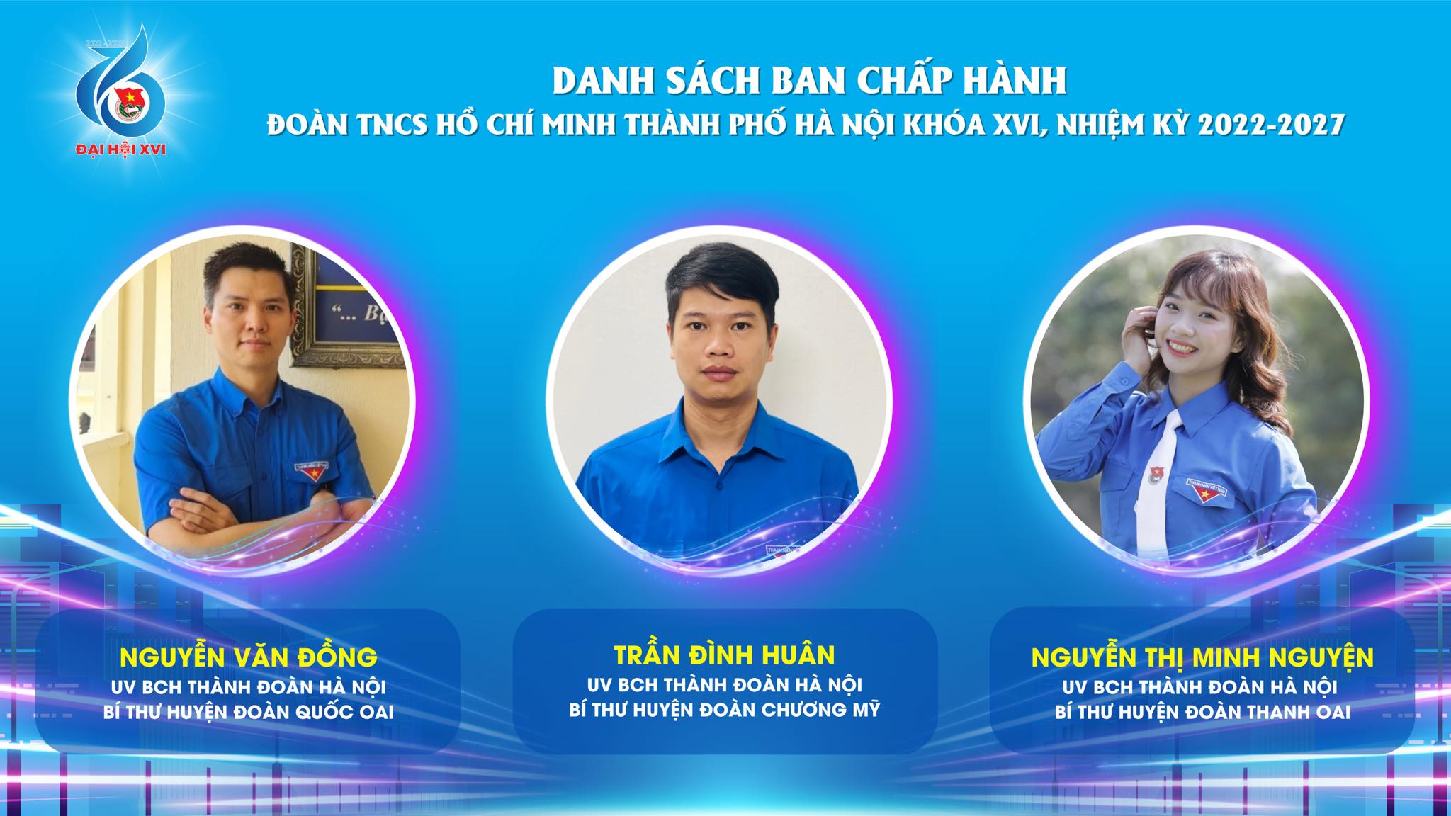 BAN CHẤP HÀNH ĐOÀN TNCS HỒ CHÍ MINH THÀNH PHỐ HÀ NỘI KHOÁ XVI, NHIỆM KỲ 2022 - 2027